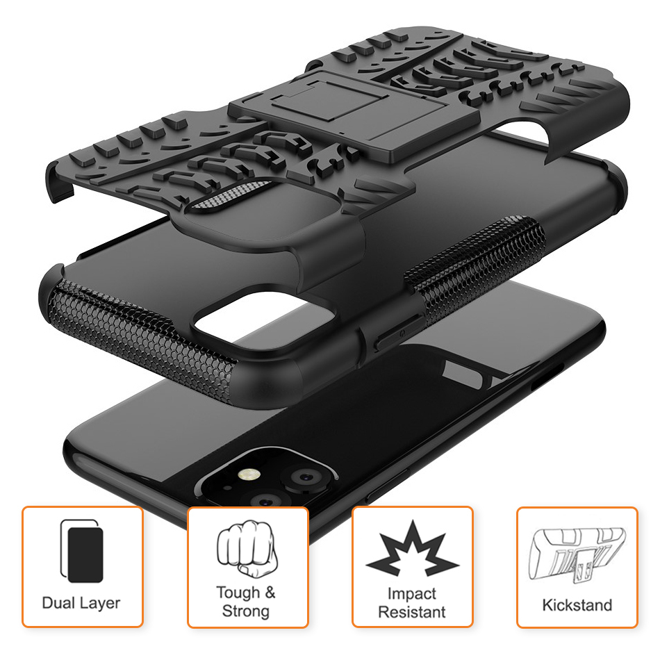 Dual Layer Rugged Tough Case for Apple iPhone 11 (Black)